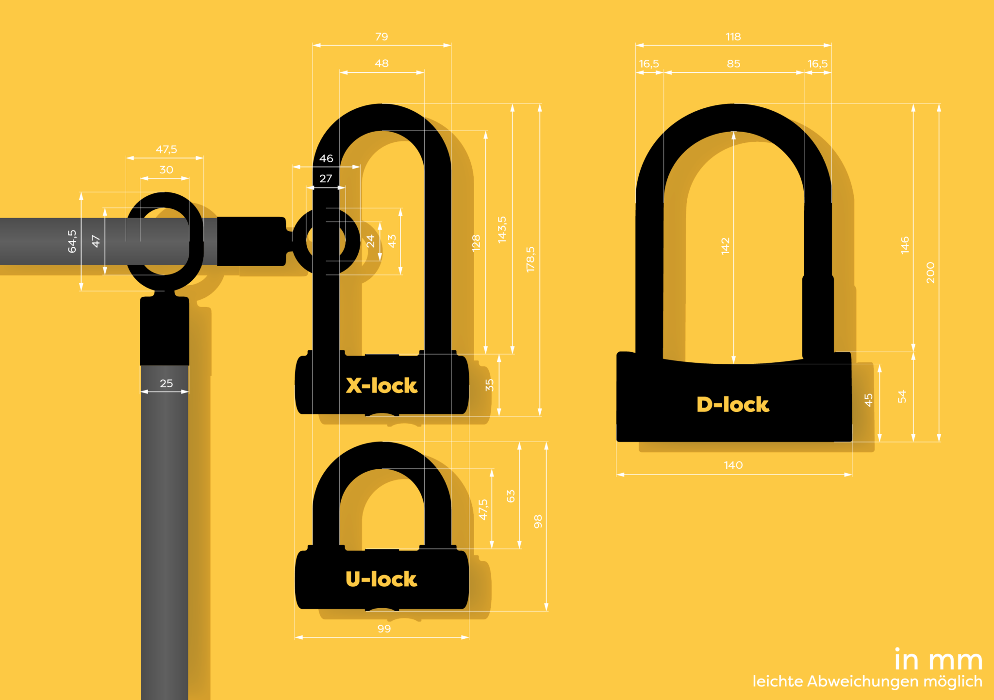 U/X-lock: Small lightweight U-lock with 2 shackles